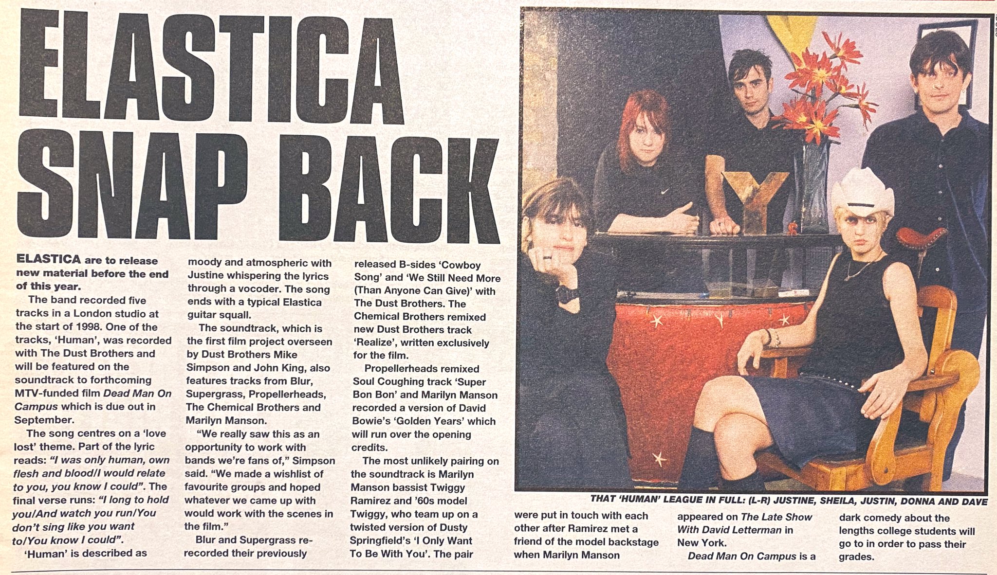 Elastica Band ELASTICA, YOUNG, EARLY GIG, 1994: Annie Holland Bass