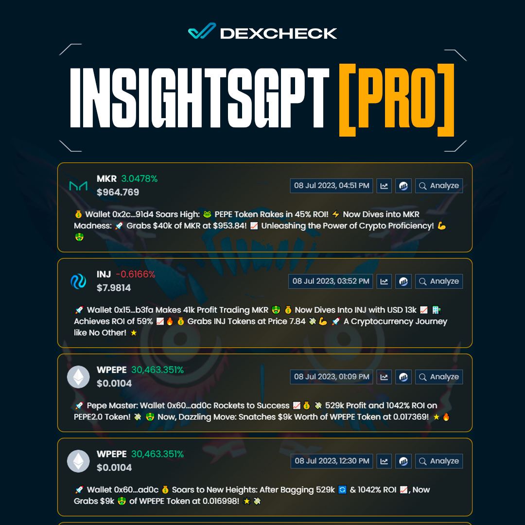 DexCheck on Twitter: "Looking for #AI Smart Money insights? With InsightsGPT you can: 📈 Analyze ...