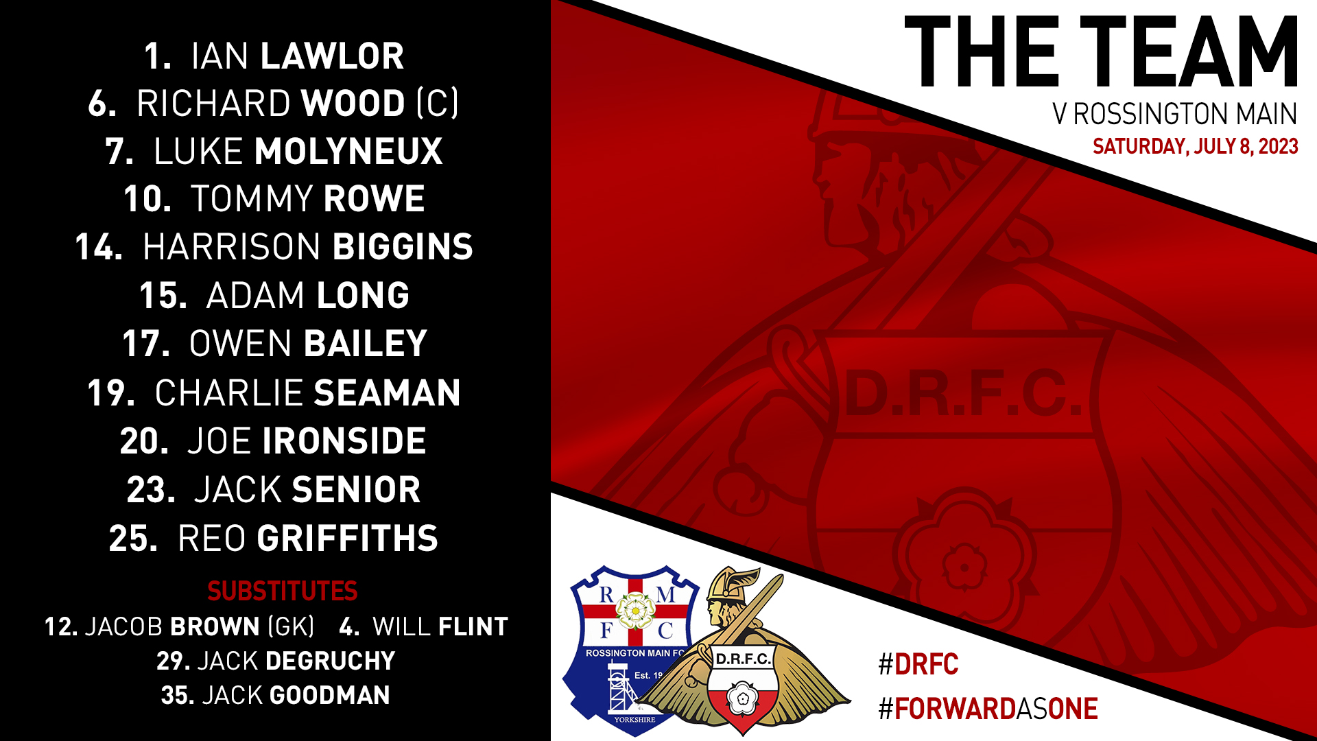 Doncaster Rovers FC on Twitter: "TEAM | Your Rovers side for the first half this afternoon 🔴⚪ # ...