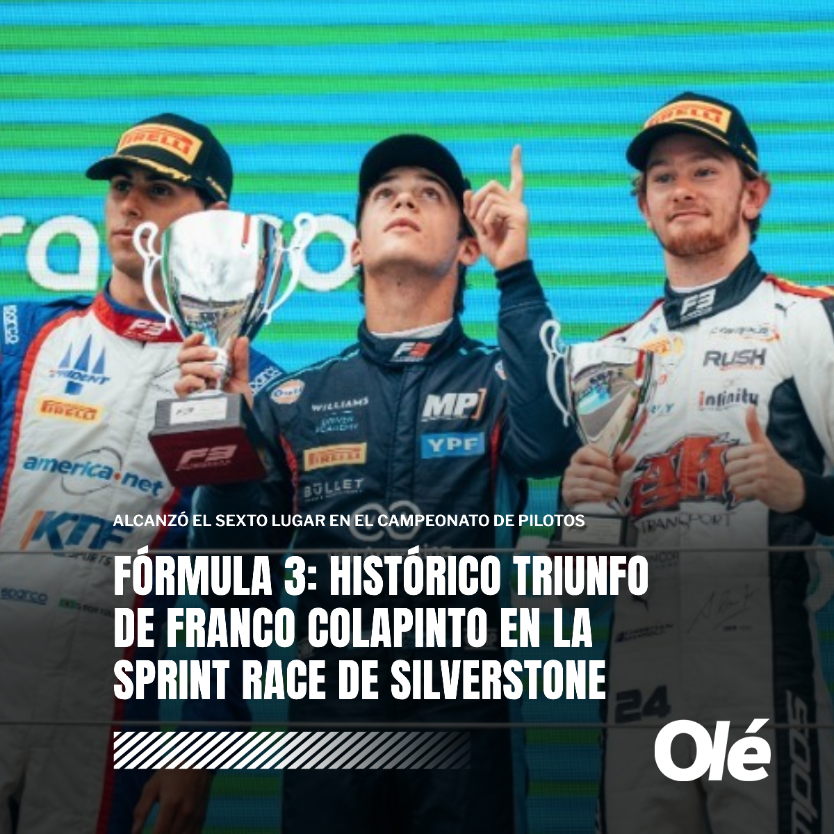 Diario Olé on Twitter: "¡Franco Colapinto hizo historia este sábado en la Fórmula 3! 🇦🇷🏁 💪 El ...