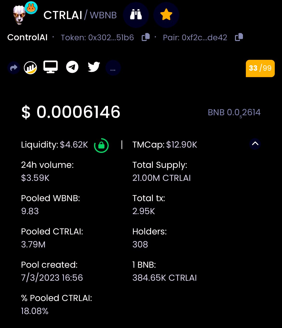 LunaClassic HQ 🌕 ™ on Twitter: "ControlAI build on binance smart chain with 21M Total supply ...