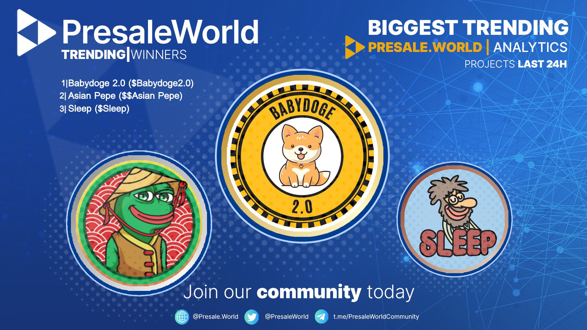 Presale World on Twitter: "Trending on https://t.co/ANRMXEgzZ5! 1. Babydoge 2.0 • @Babydoge_2_0 ...