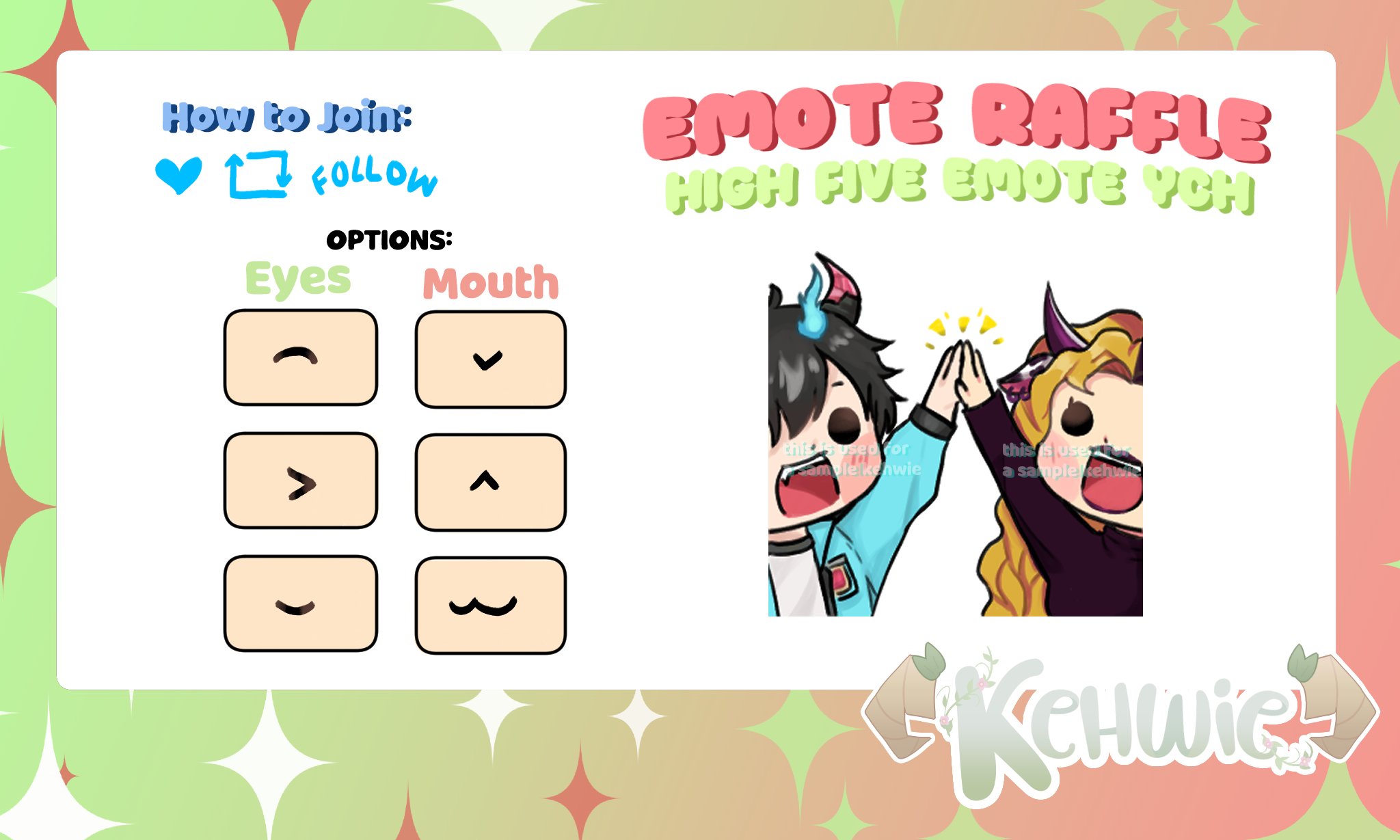 kehwie 🐉🌸🍃 ENVtuber on Twitter: "🌿YCH HIGHFIVE RAFFLE🌿 2 Winners receives a YCH HIGHFIVE How to ...