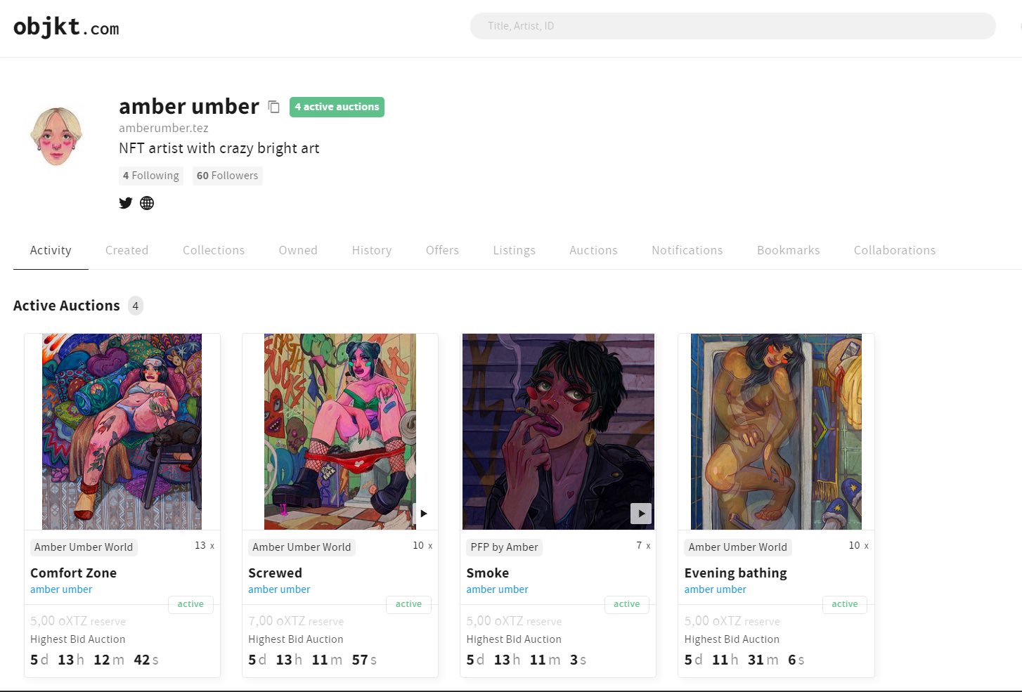 amber umber on Twitter: "Good mo, fam! ️ My artworks on objkt auctions This is an opportunity to ...