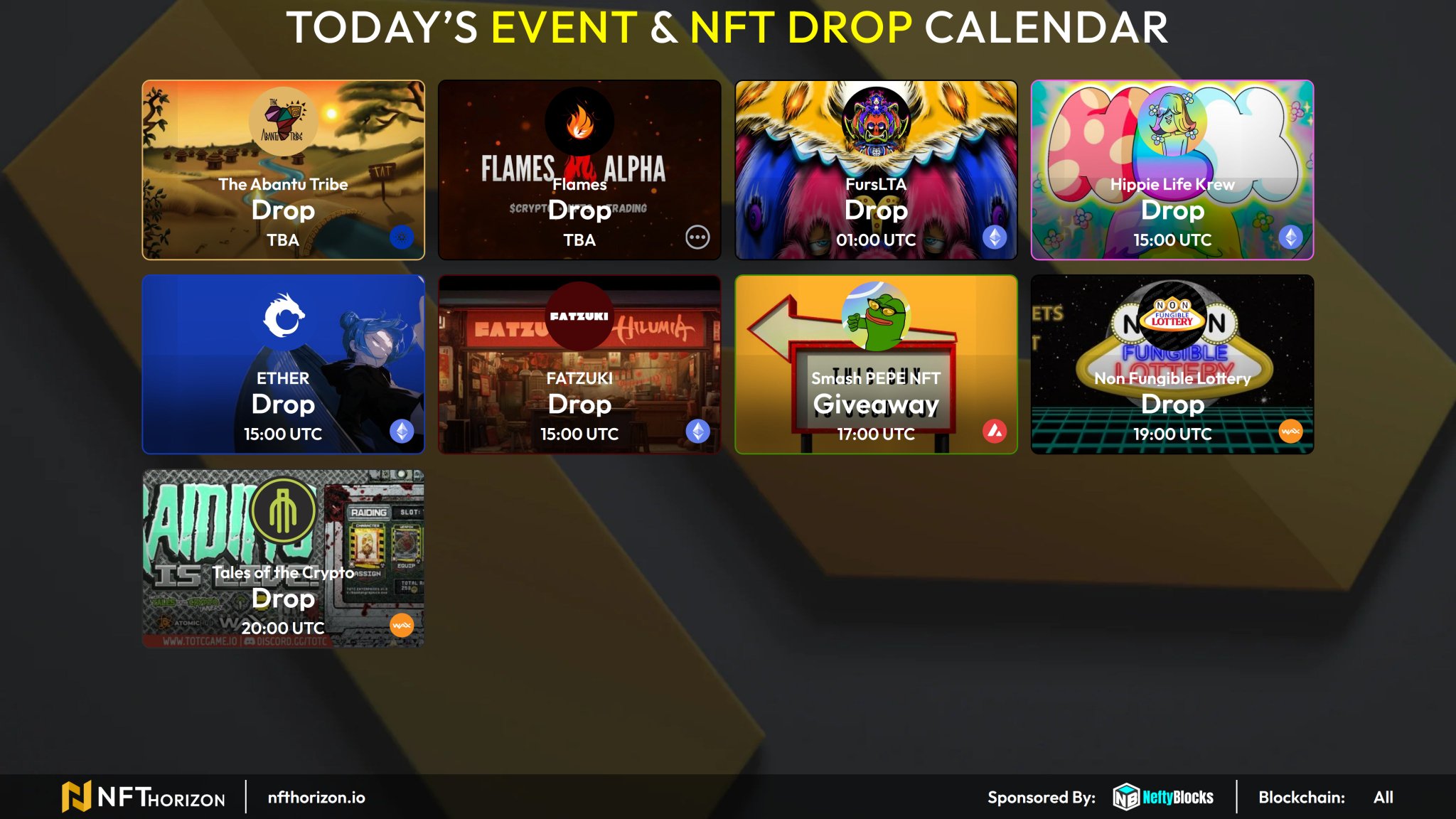 NFT Horizon on Twitter: "📅All Blockchains & Ecosystems Jul 9 Calendar Upvote💛 your favorite ...