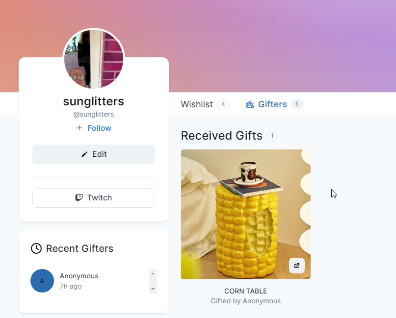 sunglitters 🥔 on Twitter: "so i ended up putting the corn table on like a gifting website ...