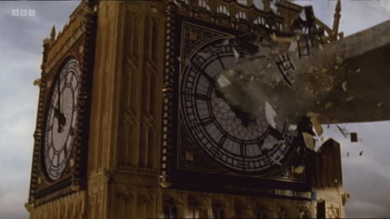 Jamie🧃 on Twitter: "First Image: Big Ben being destroyed, S1E4. Second Image: Big Ben with ...