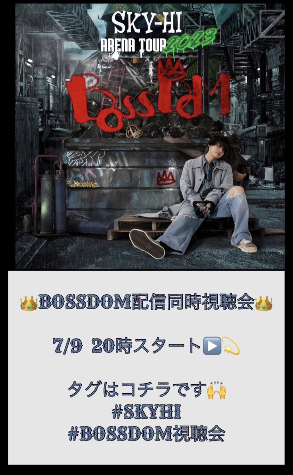 💙FLYERS SQUAD｜SKY-HI応援FD💙 on Twitter: " ️‍🔥同時視聴会スタート ️‍🔥 👑『SKY-HI ARENA TOUR 2023 ｰBOSSDOMｰ』配信👑 ...