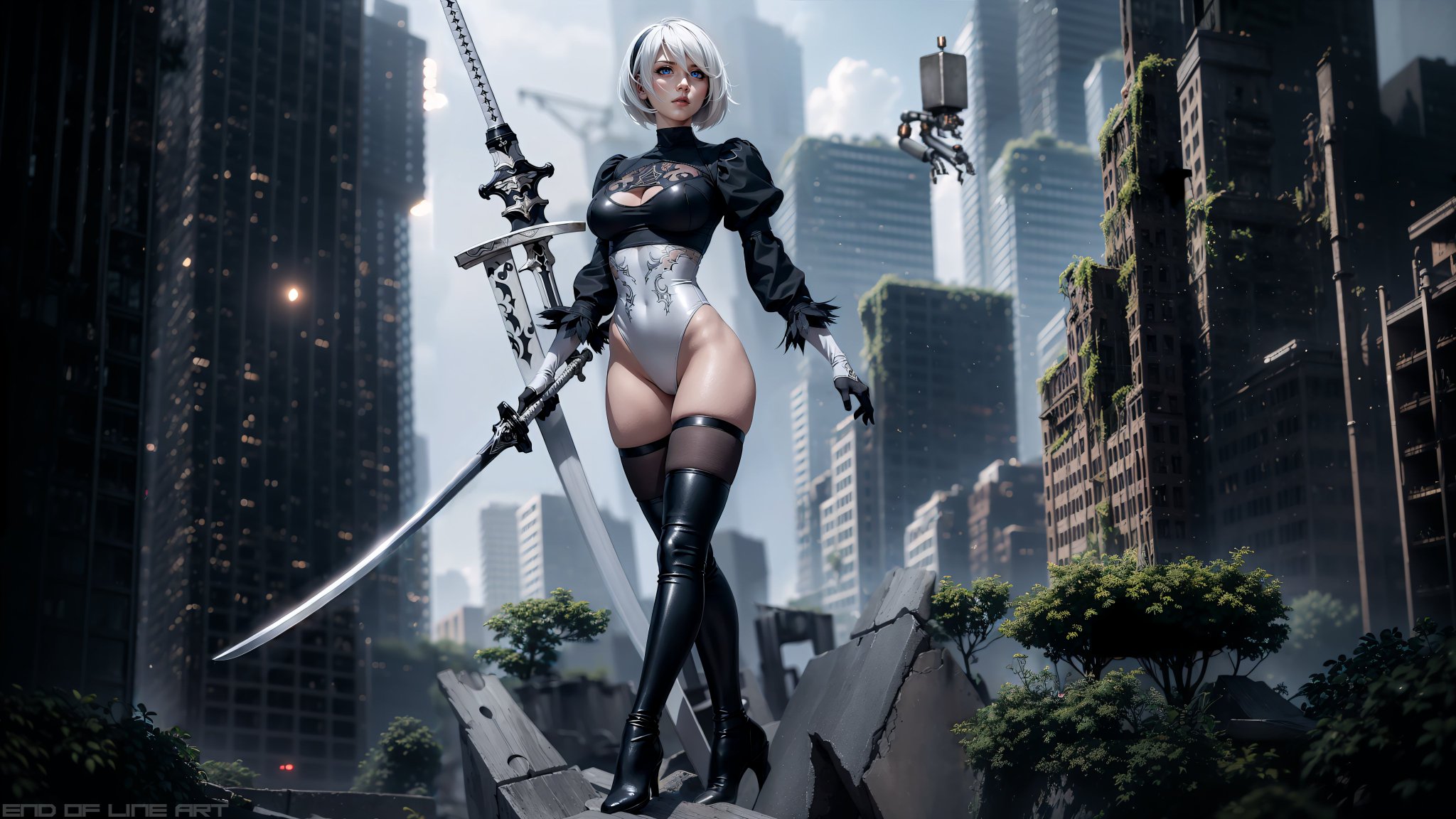 End Of Line on Twitter: "Yorha No. 2 Type B, a.k.a. 2B, AI with a TON of photoshop and editing ...