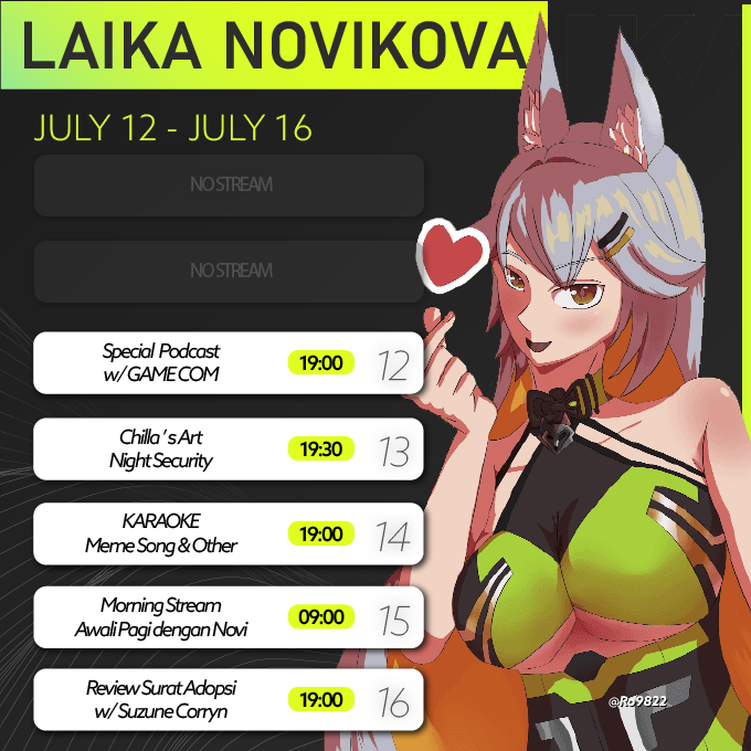 Laika Novikova 📦 | GRAV PRO on Twitter: "📦【WEEKLY SCHEDULE UPDATE】📦 Juli 12 — Juli 16 Art by ...