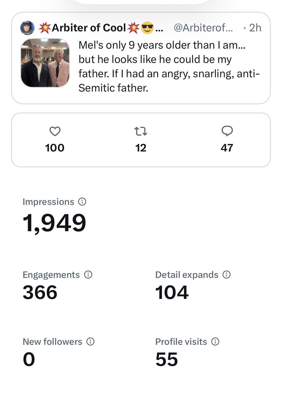 💥Arbiter of Cool💥😎 🏻👊🏻 on Twitter: "A common tale re: Twitter algorithm. My Mel Gibson tweet has ...