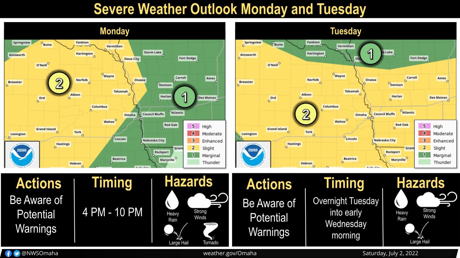 Nws Omaha On Twitter There Is A Risk For Severe Storms Mon And Again