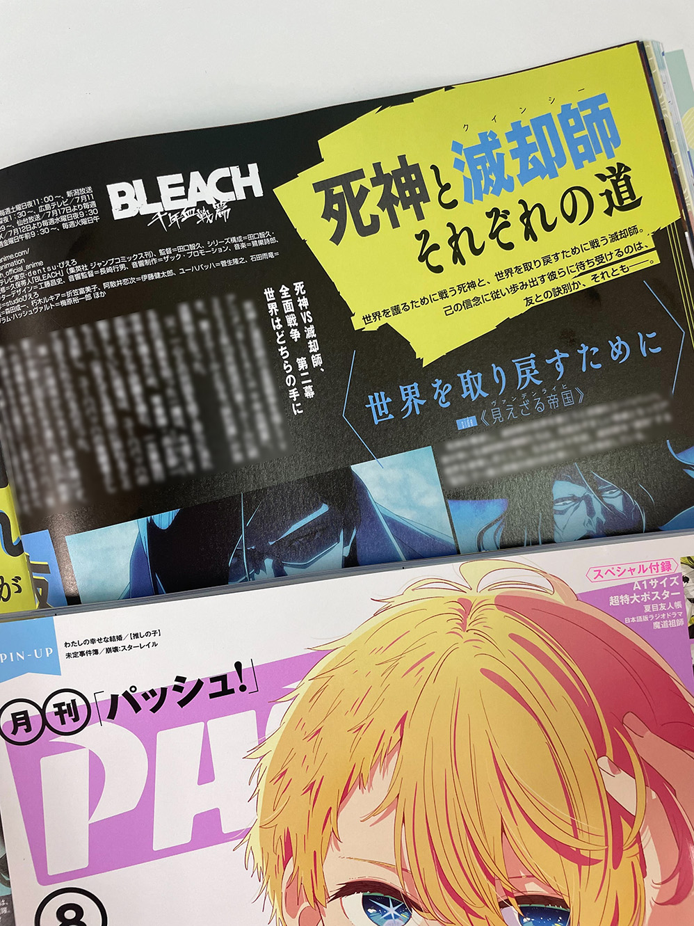 PASH!編集部 on Twitter: "【本日発売PASH!8月号内容紹介】『BLEACH 千年血戦篇 -訣別譚-』！死神と滅却師、己の信念に従い歩み出す彼らに待ち受けるのは？それぞれの道 ...