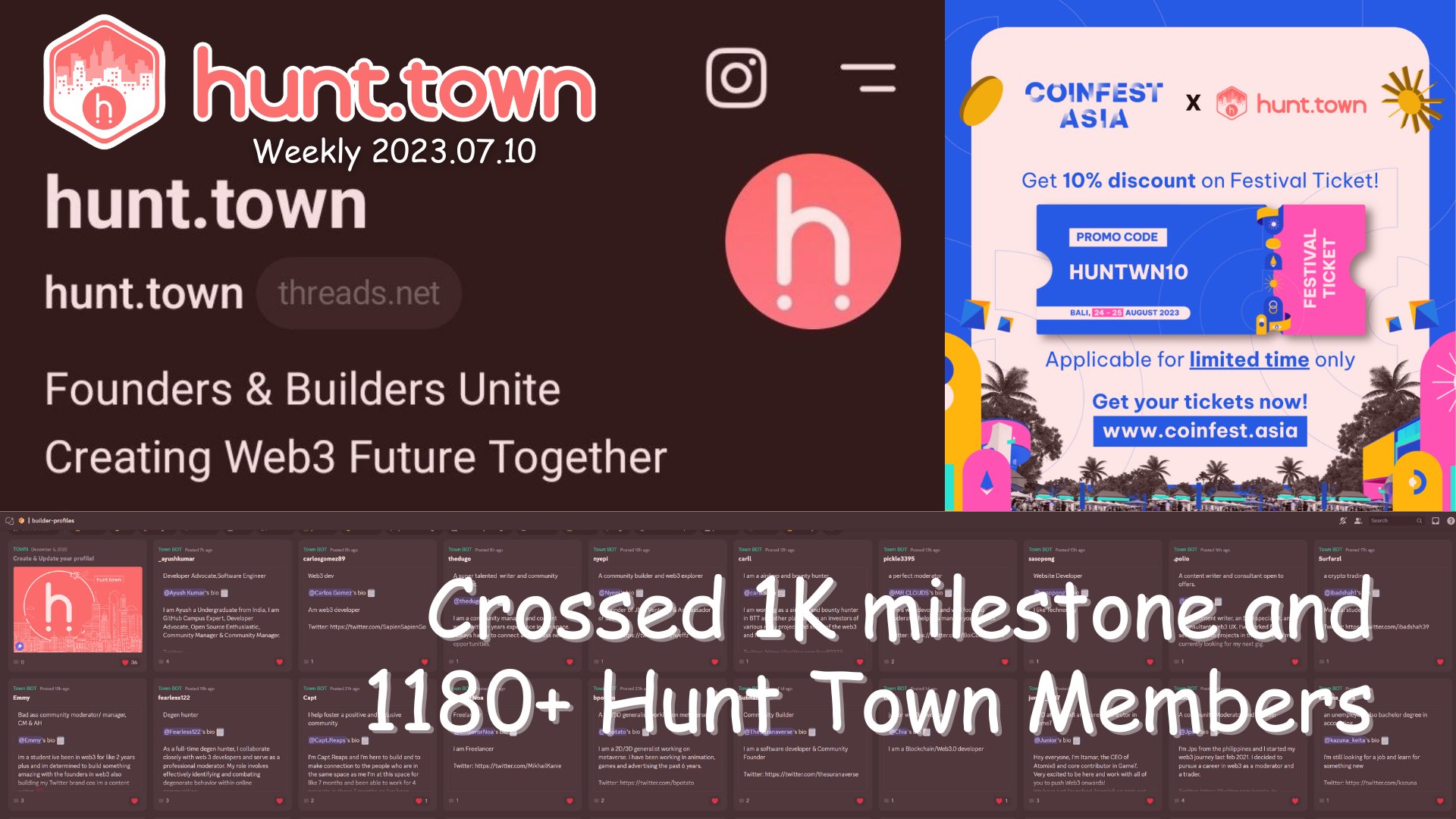 Hunt Town on Twitter: "1/ [https://t.co/DpOEIk4HsV Weekly 2023.07.10] Founders & Builders Unite ...
