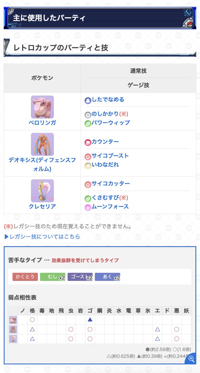 ポケモンGO攻略＠GameWith on Twitter: "今週のゆふいん(@MrYUFUIN)さんのGOバトルリーグレポートを公開しました！ 今回は初手にベロリンガを採用したレトロカップの ...