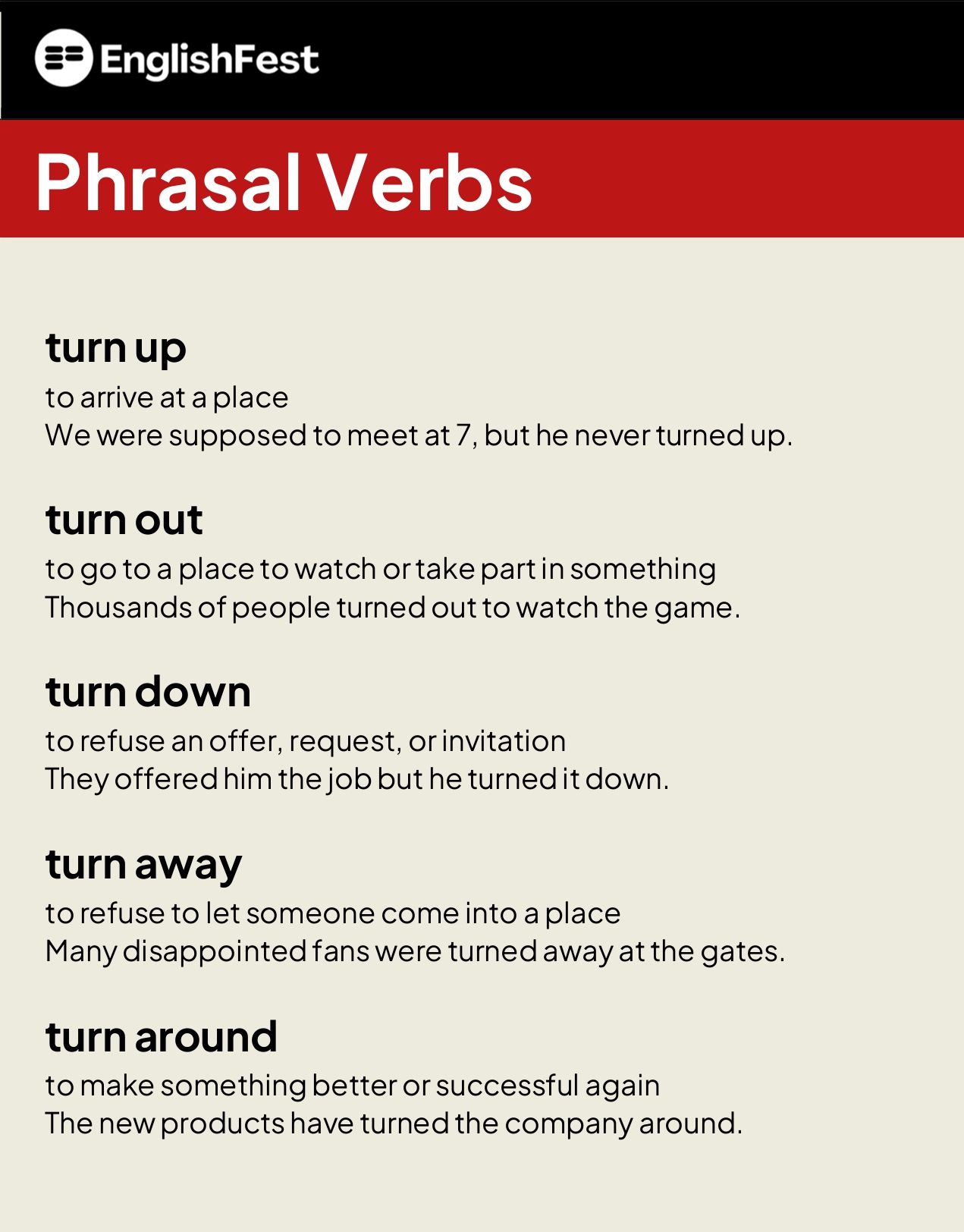 EnglishFestID on Twitter: "Phrasal Verbs with TURN https://t.co ...