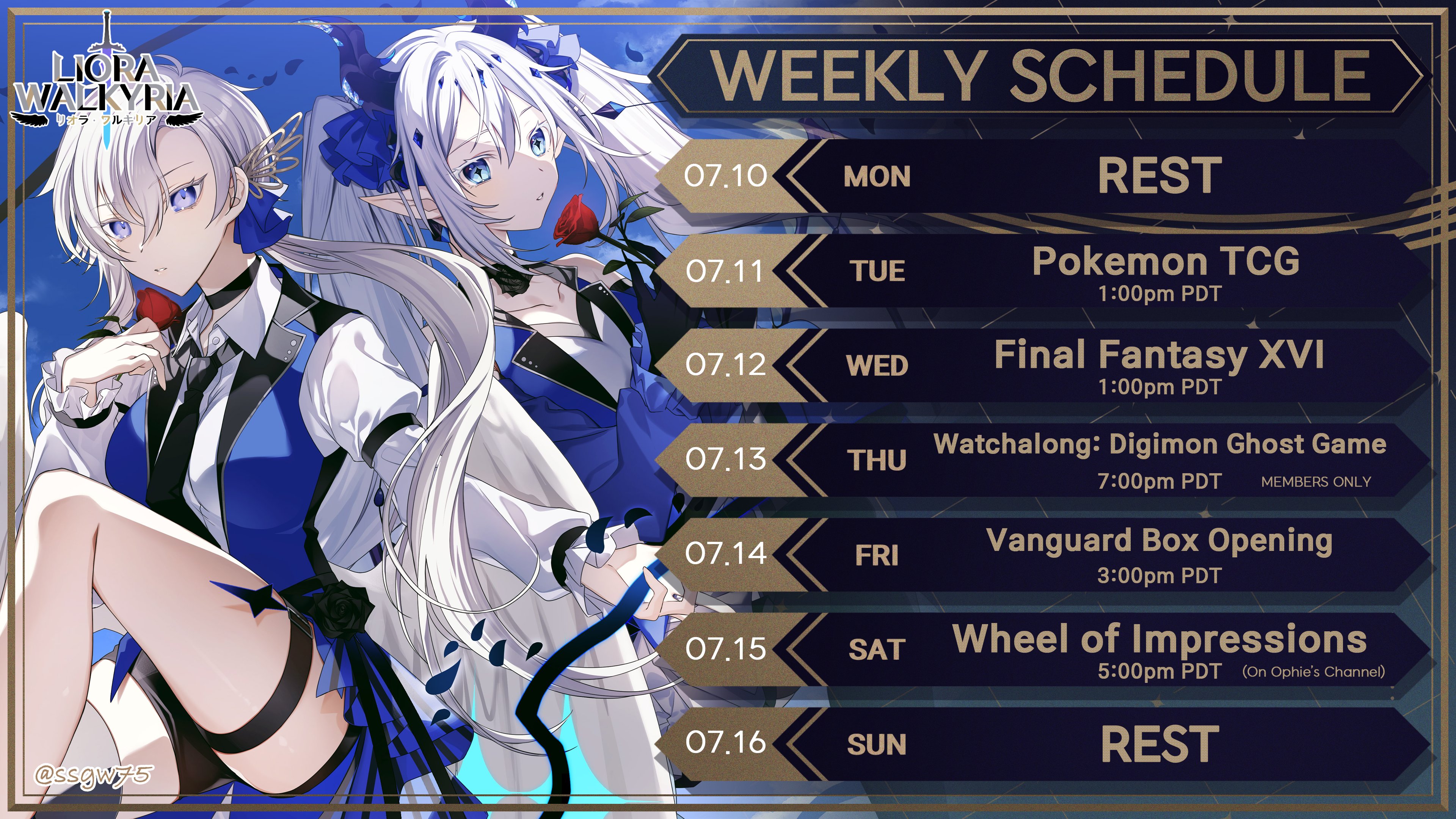 Liora Walkyria ⚖️ NEW COVER V&U on Twitter: " 07/10-07/16 Schedule for this week! Members Only ...