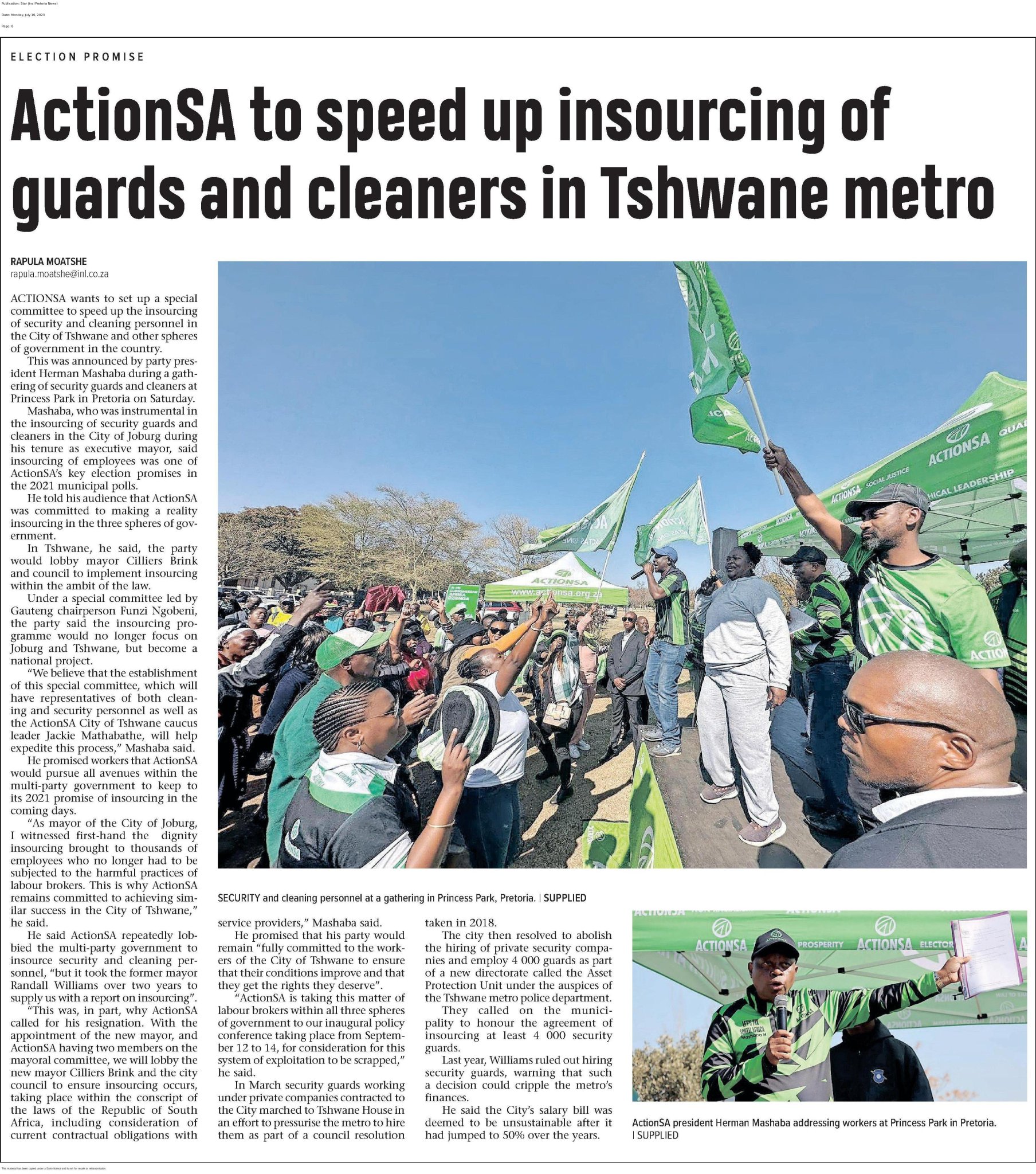 Herman Mashaba on Twitter: "Get yourself a copy of today's @TheStar_news to read about ActionSA ...