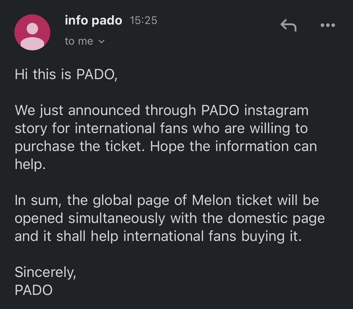 무립🍒🧡 on Twitter: "十分欣賞PADO的效率 (可能是因為在我發電郵之前就已經有粉絲聯絡他們了 但很高興的是可以自己買票了！！！！ https://t.co/zK5hBtWHYL ...