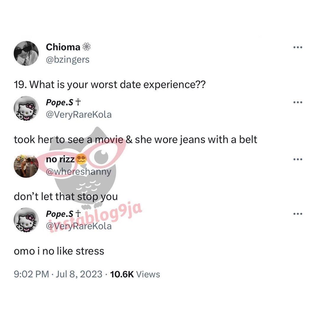 Instablog9ja on Twitter: "“She wore jeans with a belt,” Techie reveals his worst dating ...