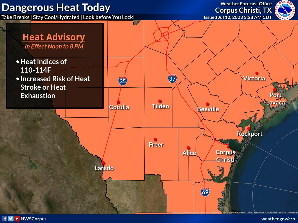 NWS Corpus Christi on Twitter: "With dangerous heat index values expected once again today, a ...