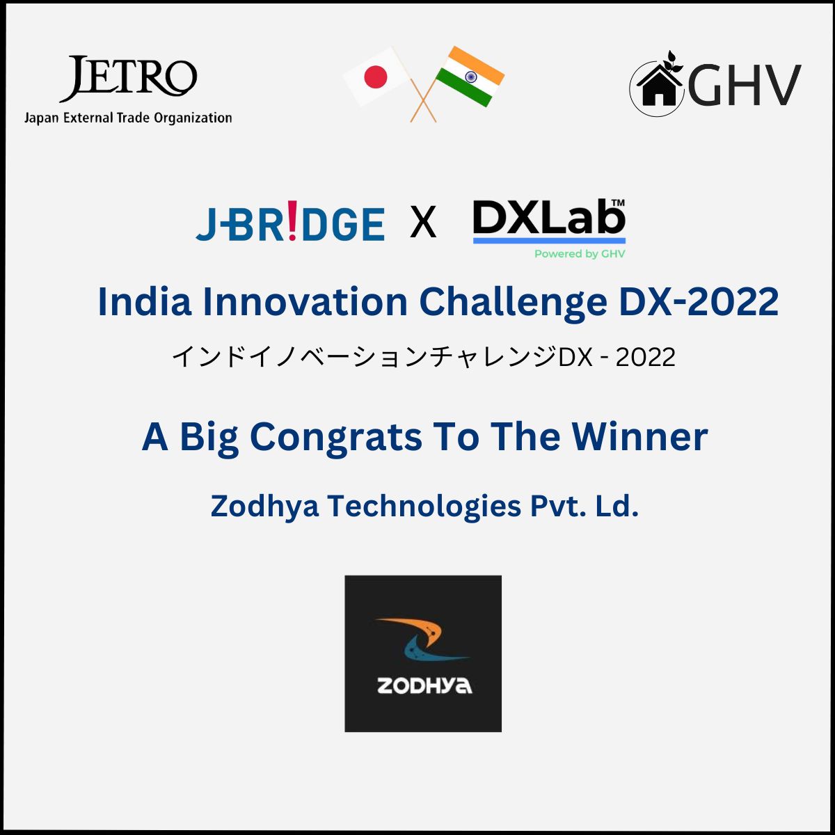 Elated to share that Zodhya is announced WINNER of the J - Bridge ...