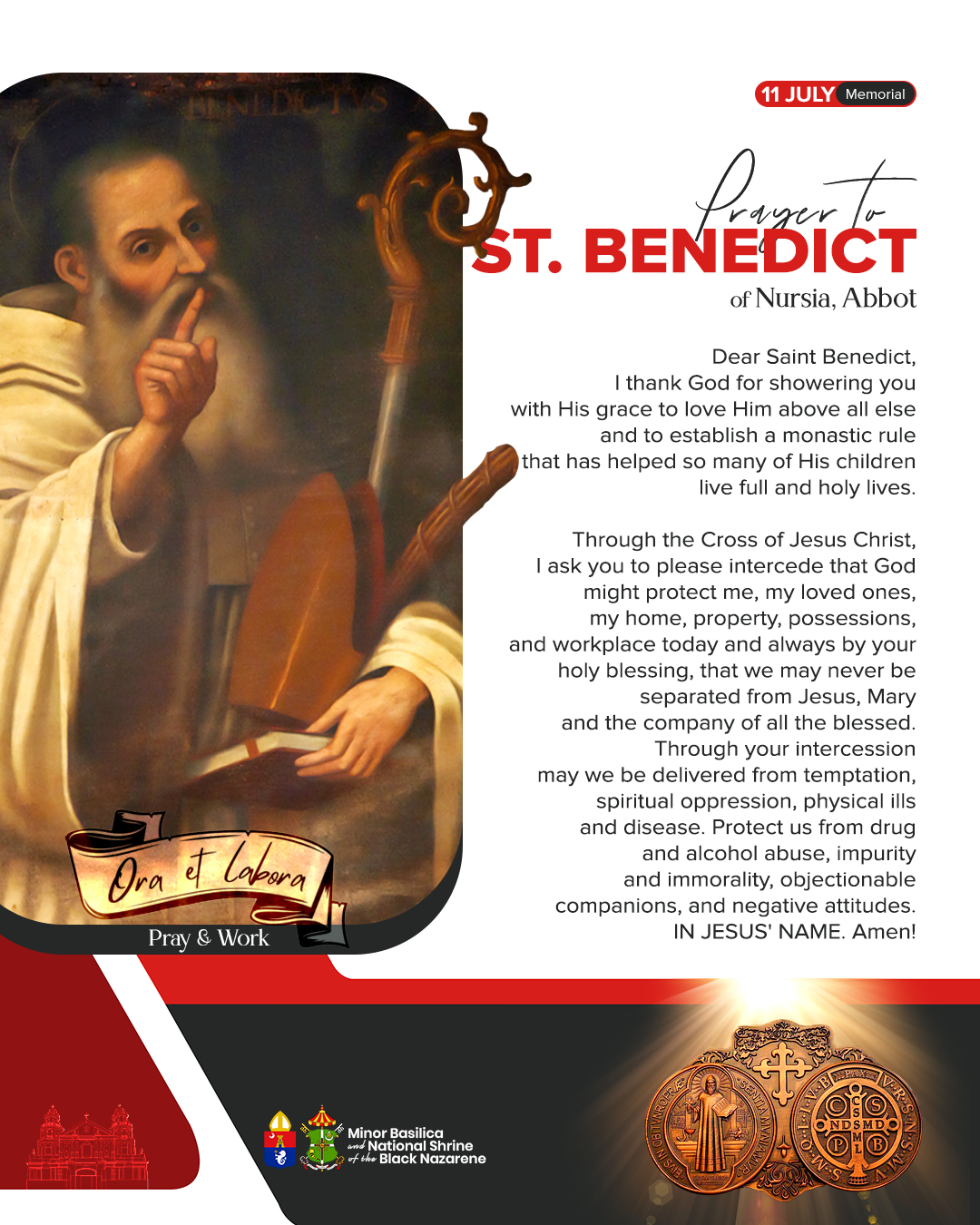 Quiapo Church on Twitter: "SAINT BENEDICT of Nursia, Abbot, pray for us ...