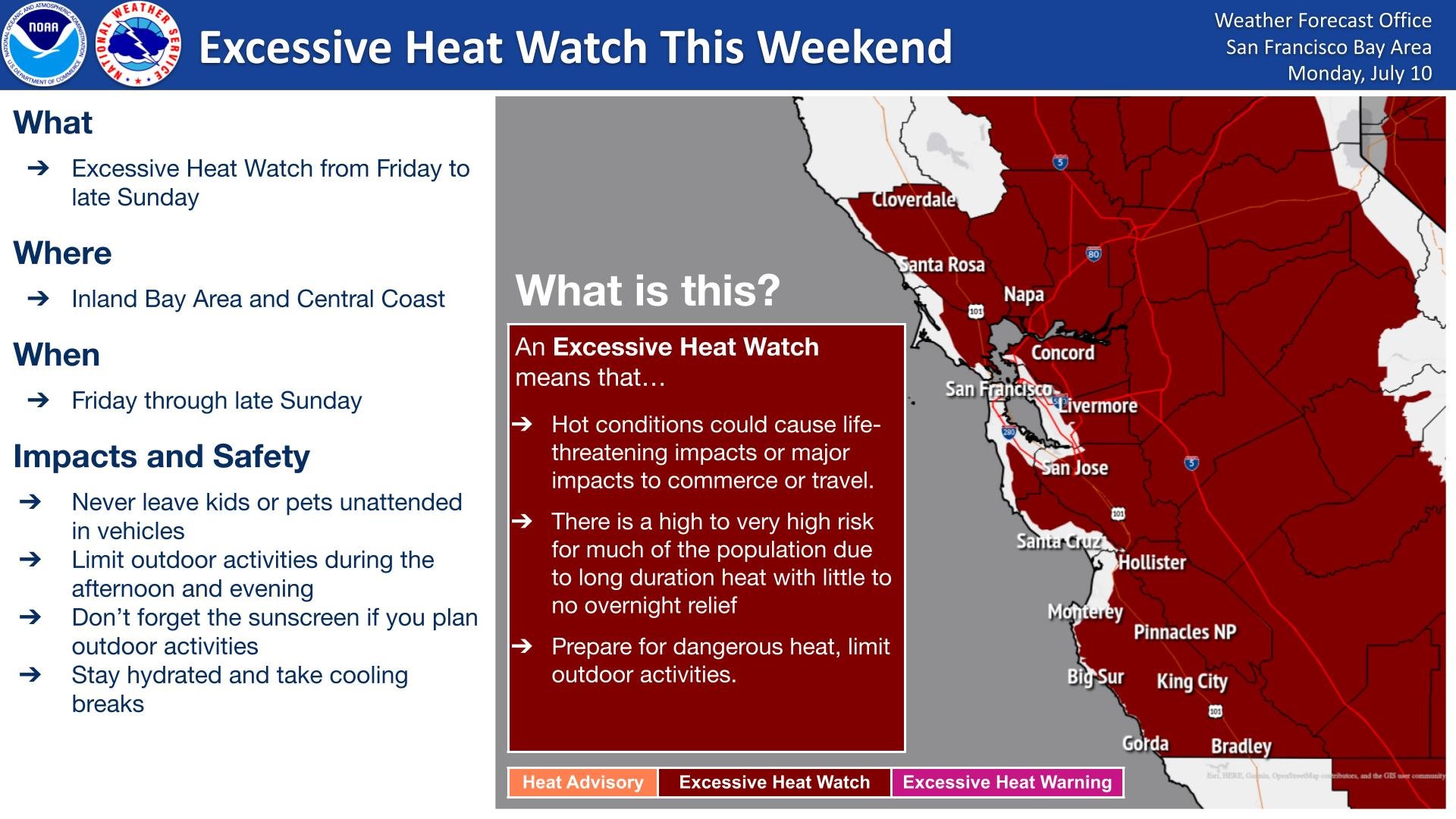 Nws Bay Area ๐ On Twitter Excessive Heat Watch For The Interior Bay