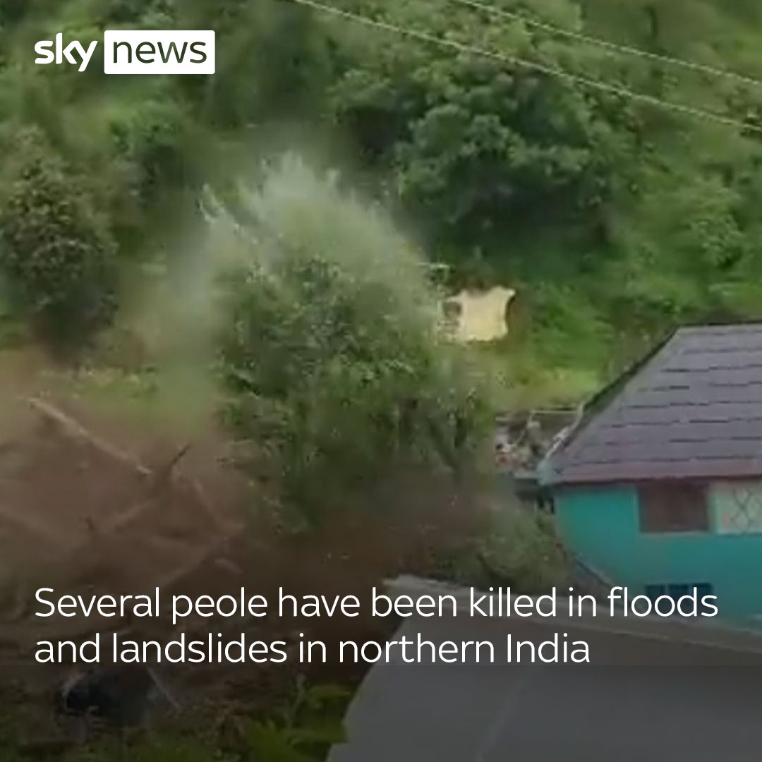 Sky News on Twitter: "Torrential rain has caused landslides and flash flooding in northern India ...