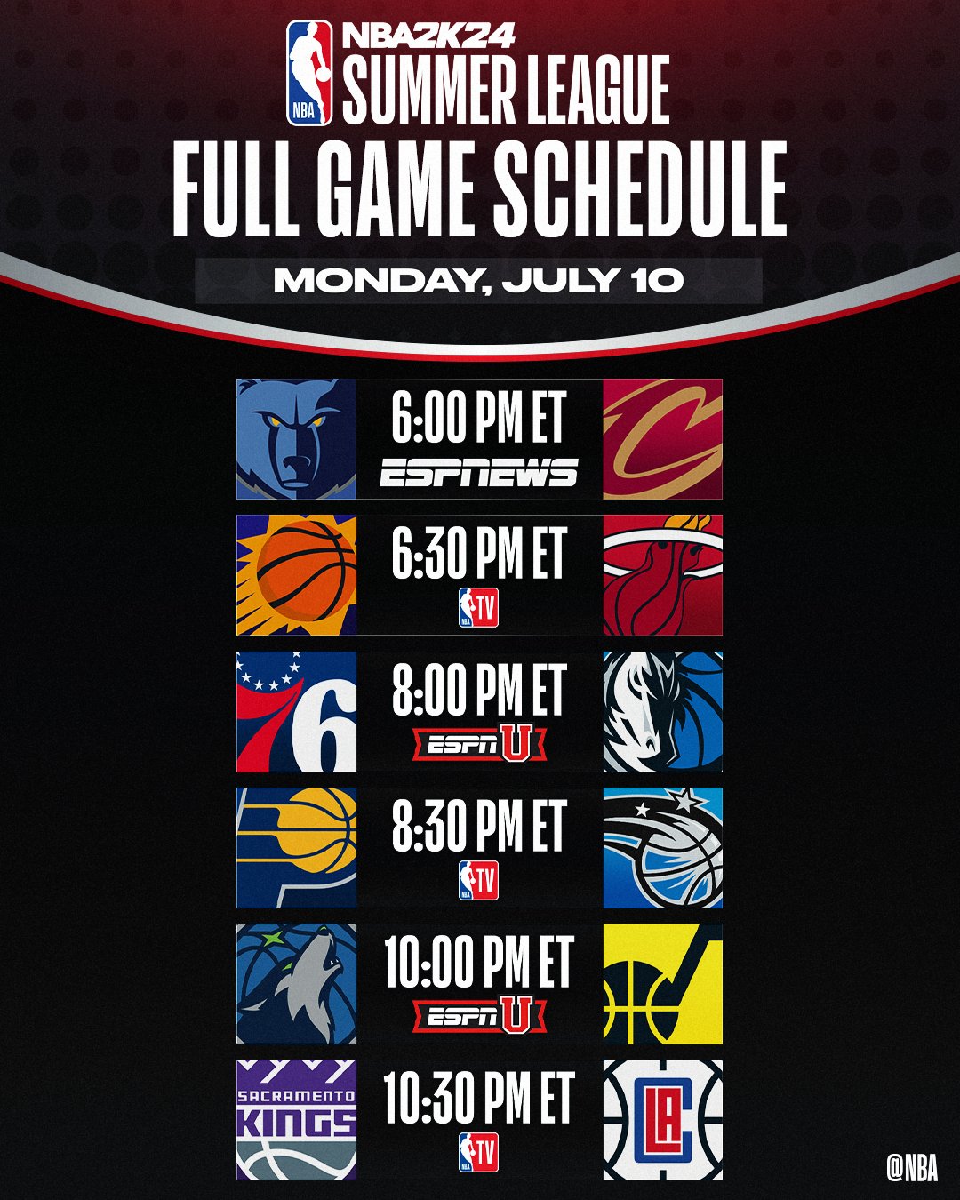 NBA on Twitter: "#NBA2KSummerLeague continues Monday on ESPN networks and NBA TV! 🍿 #16 pick ...