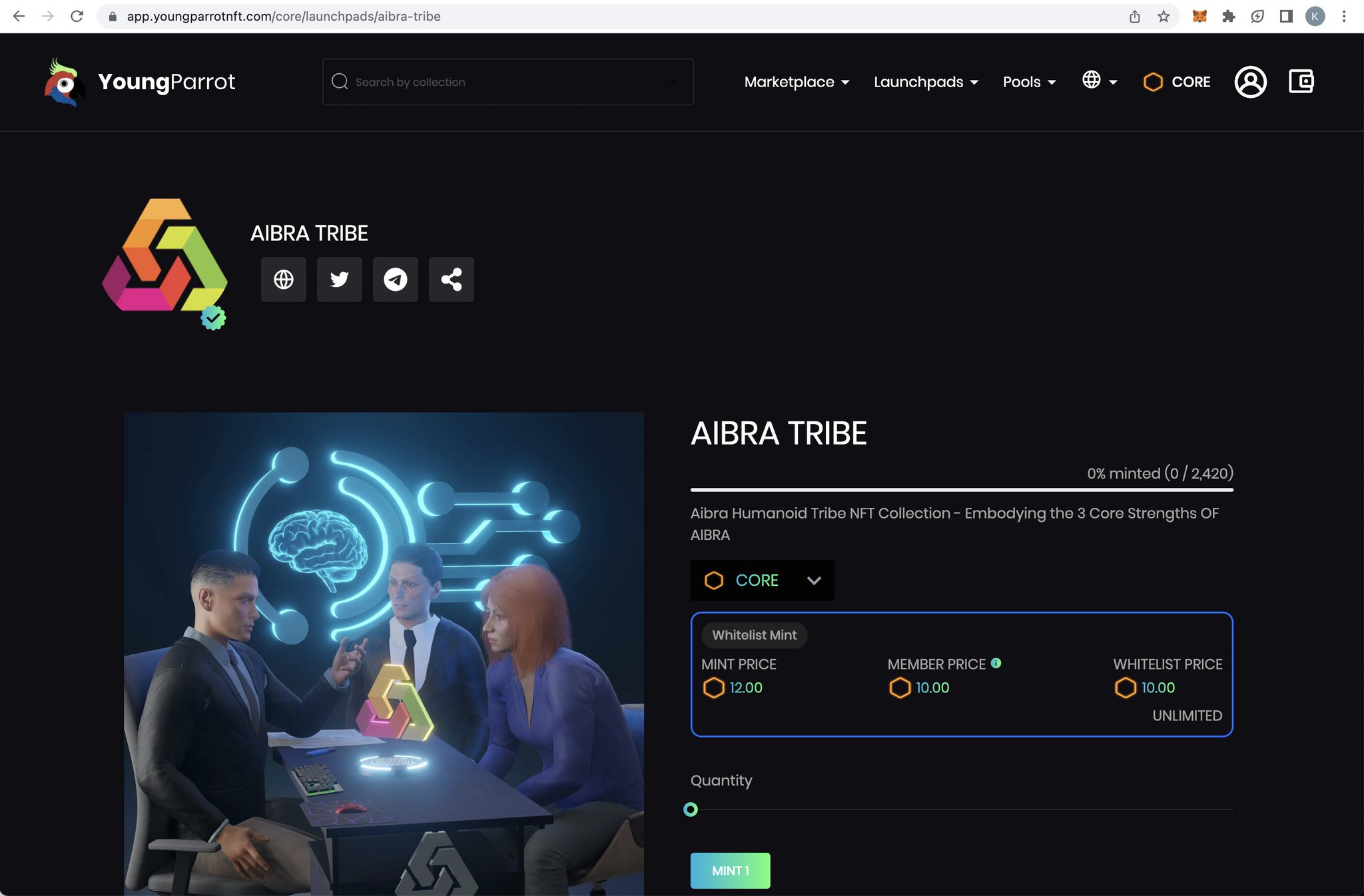 YoungParrot, NFT Marketplace on the multichain on Twitter: "🚀🚀🚀 New Launchpad: AIBRA TRIBE ...