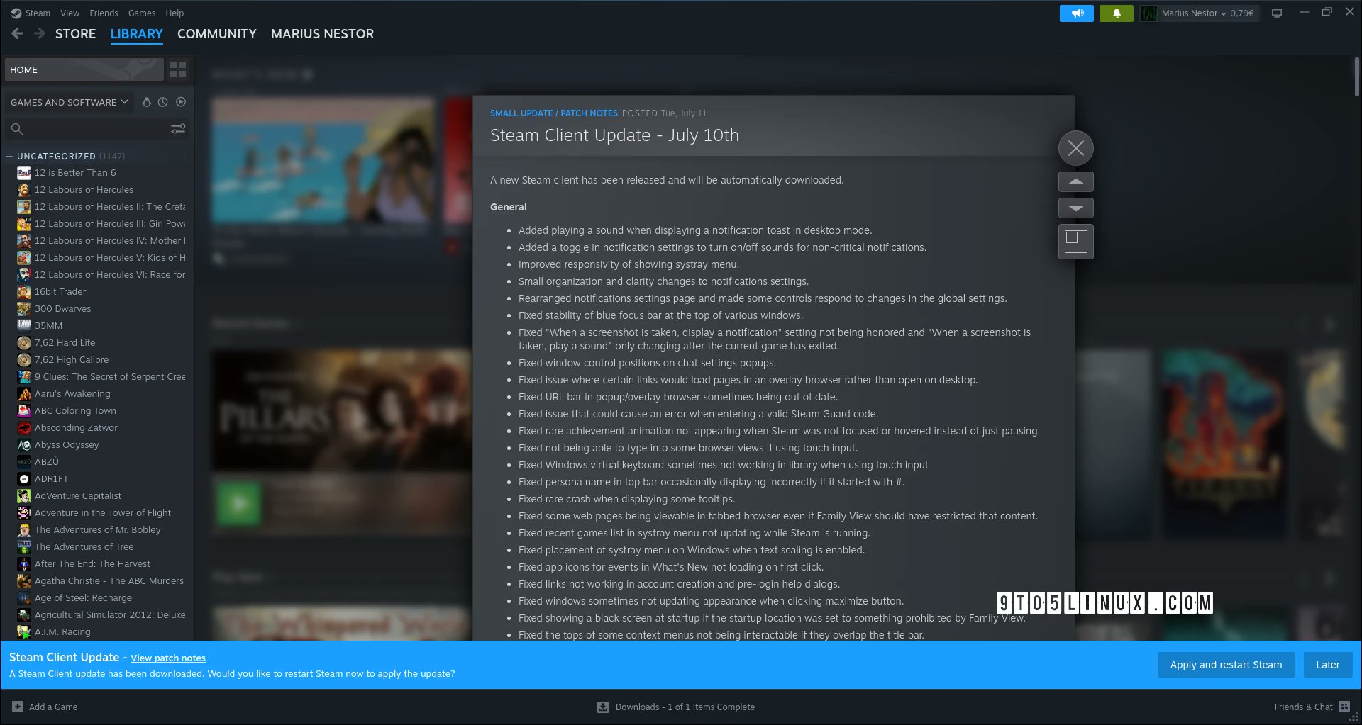 9to5Linux on Twitter: "New #Steam Client Stable Update Fixes UI Issues on #Linux for Intel/AMD ...