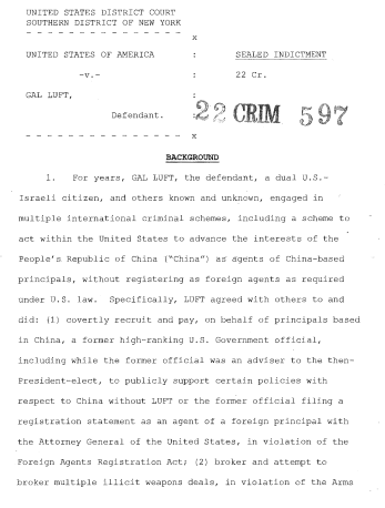 Wendy Siegelman on Twitter: "USA v Gal Luft Indictment https://t.co ...