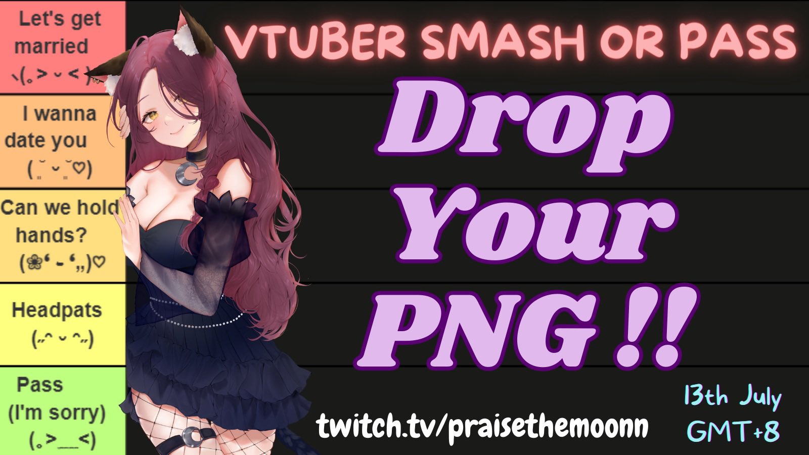 Praisethemoonn 🌙 Debut 13th July on Twitter: "'*•.¸♡ Vtuber Smash or Pass ♡¸.•*' ∘₊ DROP YOUR ...