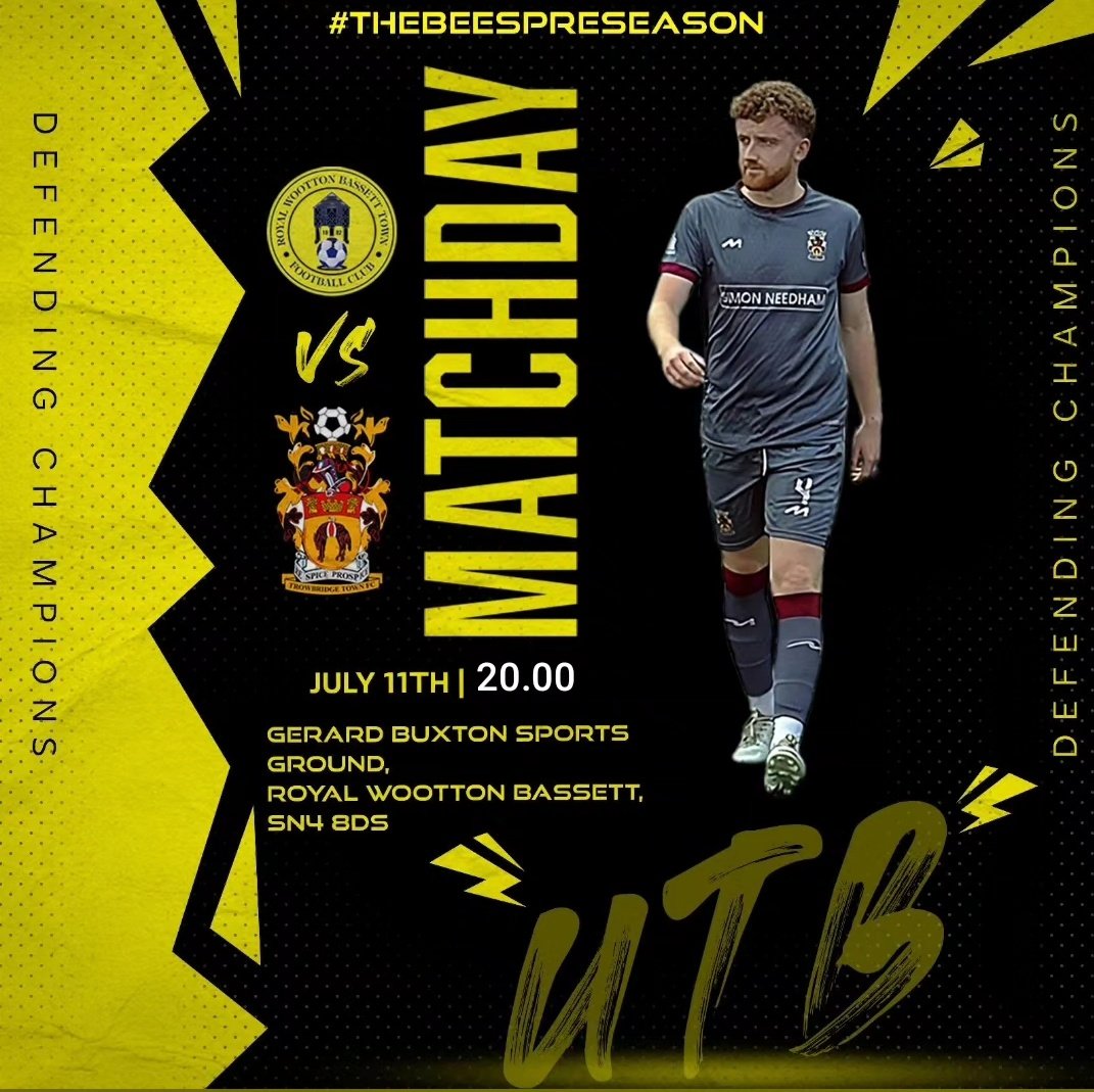 Trowbridge Town FC on Twitter: "MATCHDAY ⚽ 🔵🟡RWBTFC vs TTFC 🐝 8.00pm 🕗 Gerard Buxton Sports ...