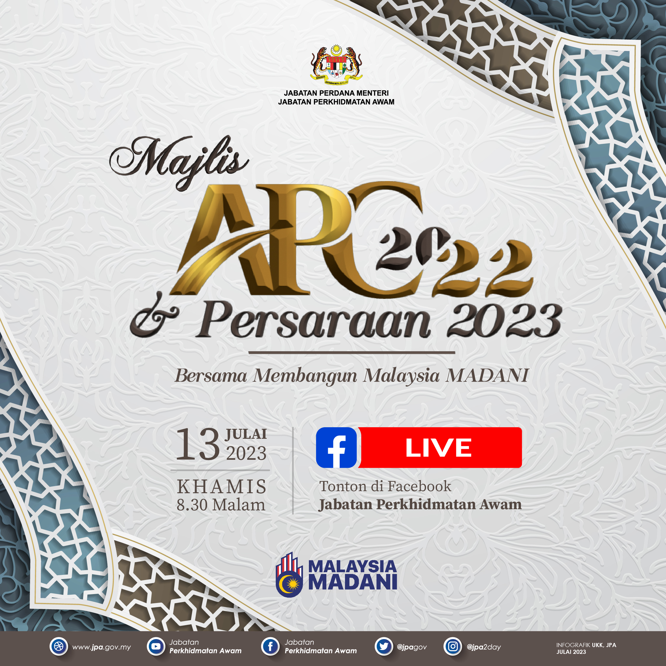 Jabatan Perkhidmatan Awam 🇲🇾 on Twitter: "𝐌𝐀𝐉𝐋𝐈𝐒 𝐀𝐍𝐔𝐆𝐄𝐑𝐀𝐇 𝐏𝐄𝐑𝐊𝐇𝐈𝐃𝐌𝐀𝐓𝐀𝐍 𝐂𝐄𝐌𝐄𝐑𝐋𝐀𝐍𝐆 𝟐𝟎𝟐𝟐 ...