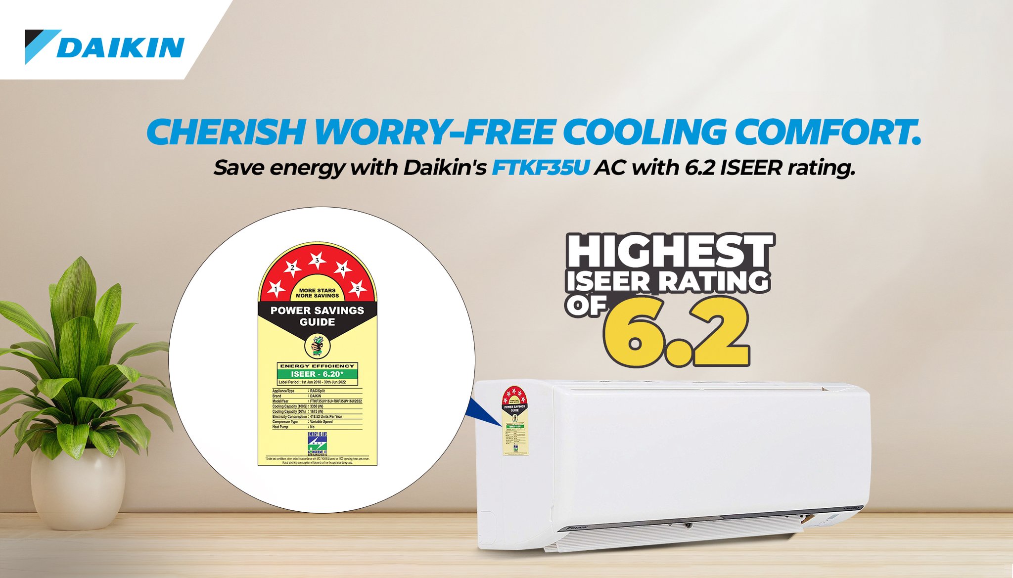 Daikin India on Twitter: "Bring home Daikin’s energy efficient FTKF 35U Series AC with the ...