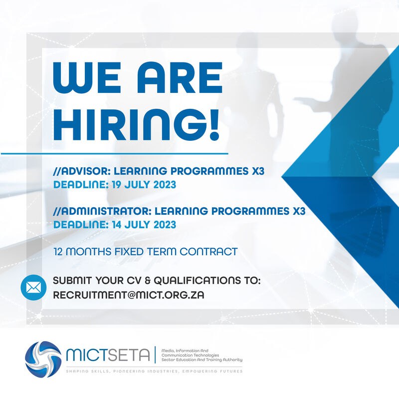 Nkuzi Ya Mananga on Twitter: "The MICT SETA currently has open vacancies: Advisor: Learning ...