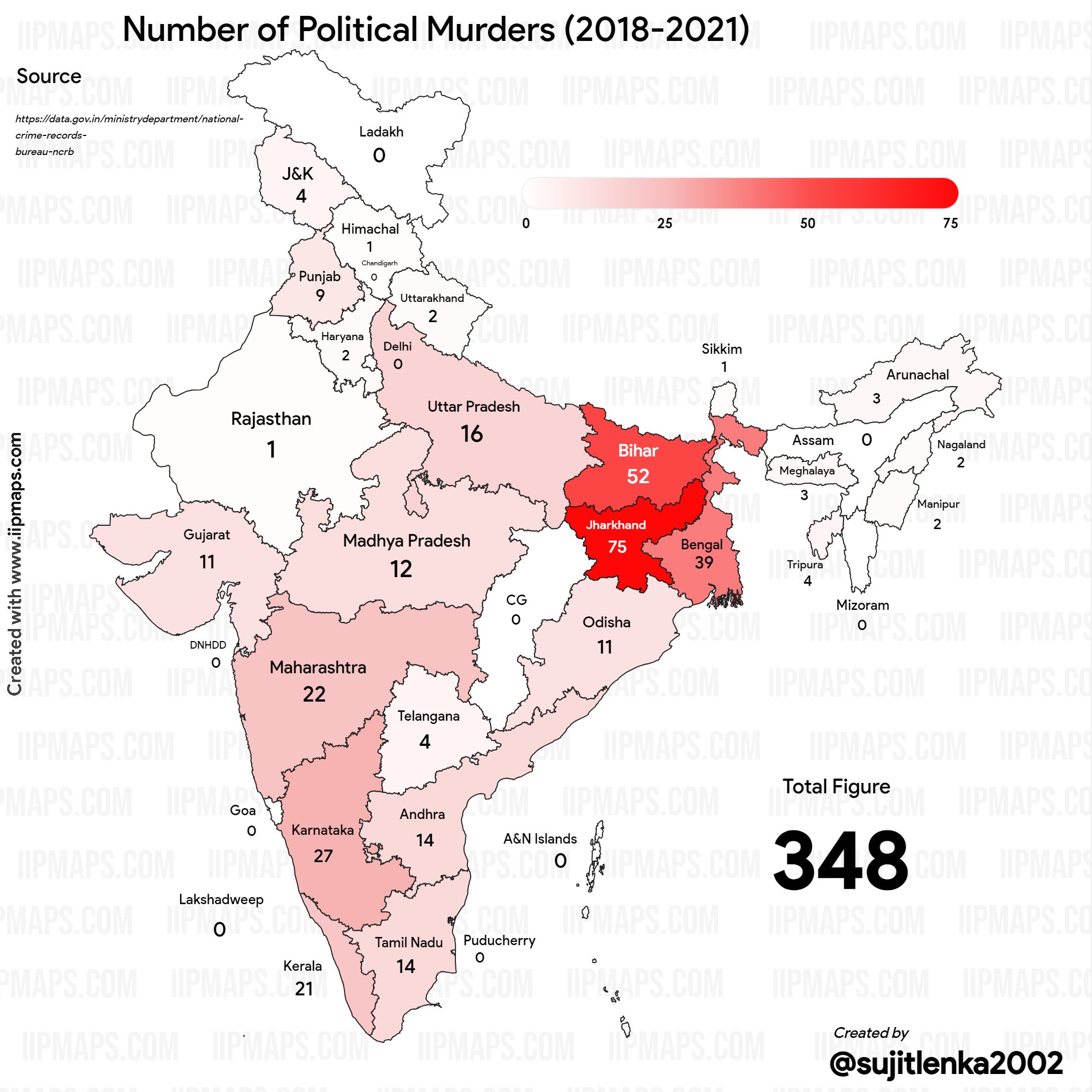 India in Pixels by Ashris on Twitter: "Number of Political Murders (2018-2021) by Sujit Lenka is ...