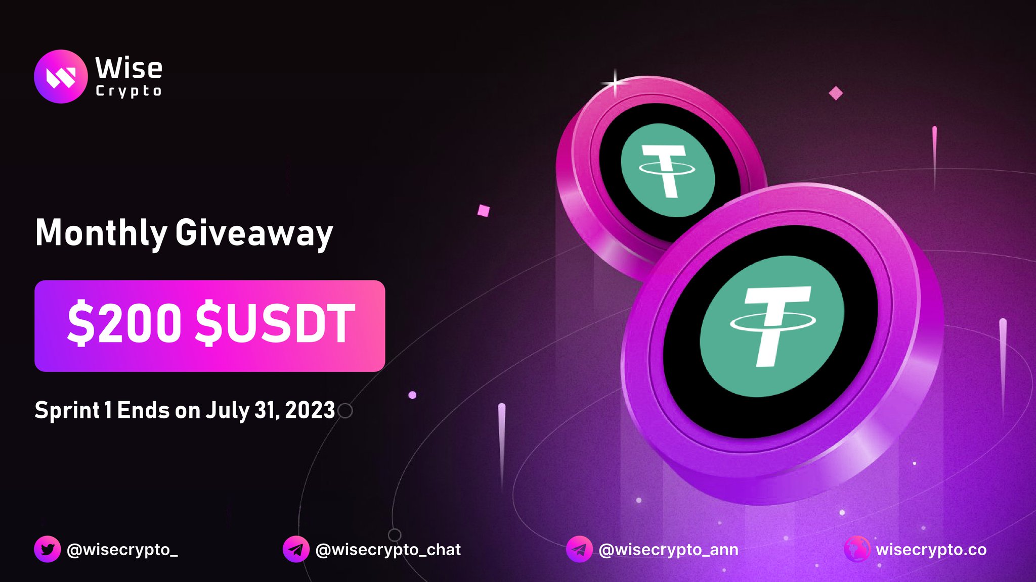 Wise Crypto on Twitter: "🥳 Wise Crypto Giveaway - Sprint 1 🏆 Prize Pool - $200 $USDT To Enter ...