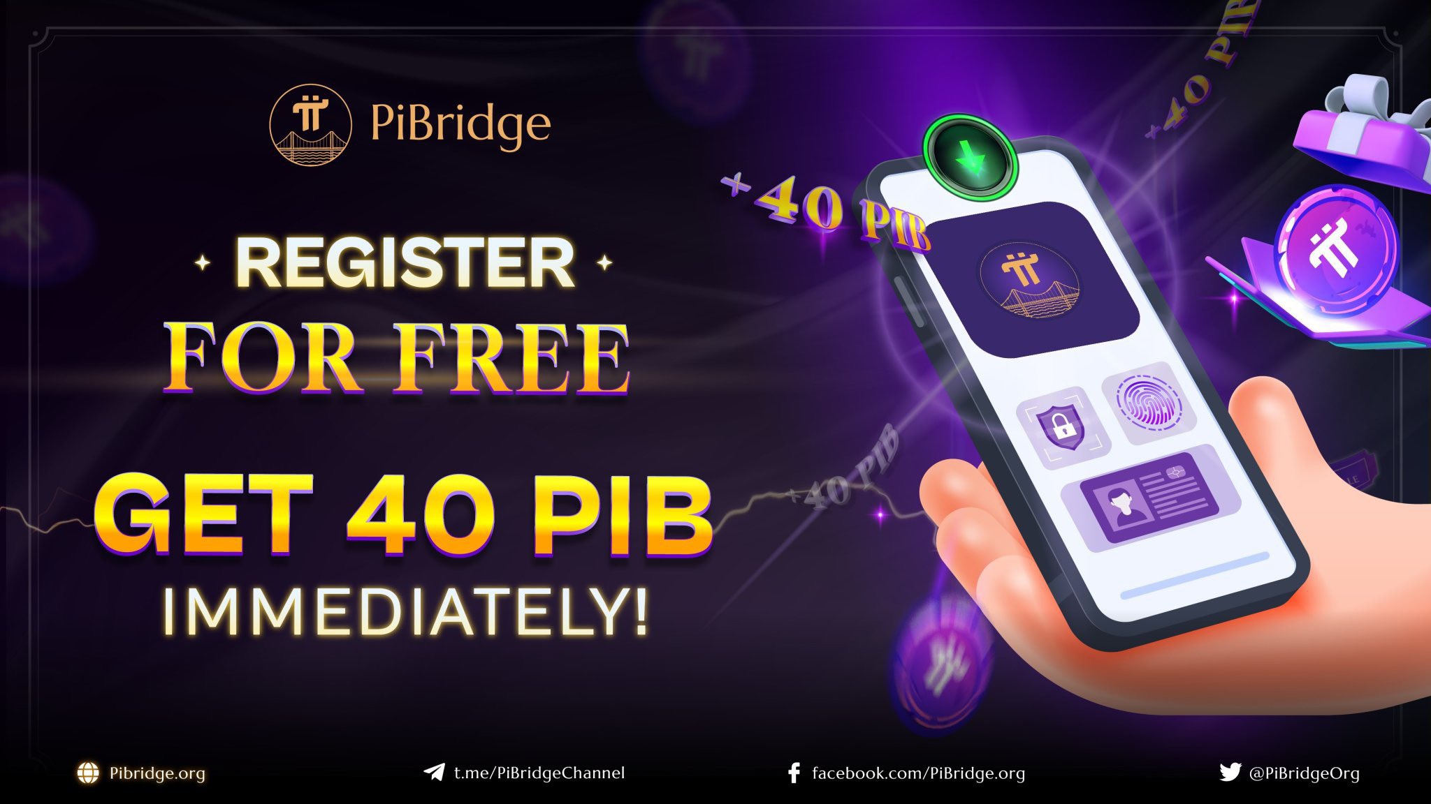 PiBridge on Twitter: "📲REGISTER FOR FREE - GET 40 PIB IMMEDIATELY!💸 🥳On the occasion of Pibridge ...