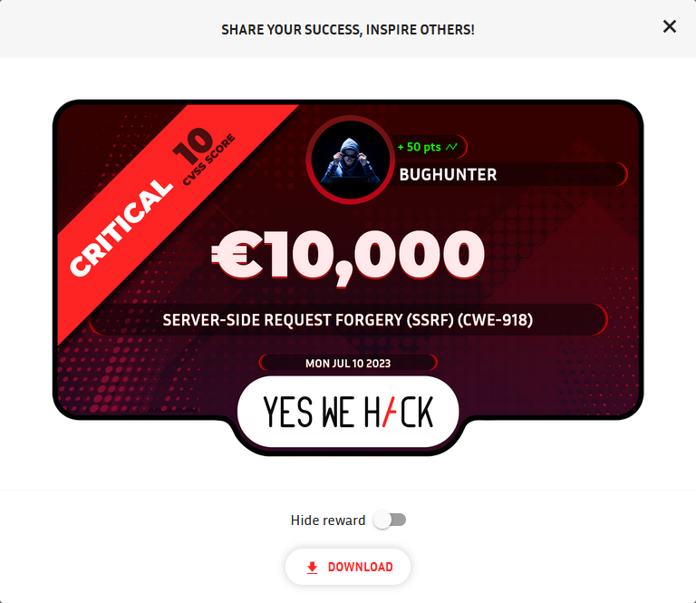 YesWeHack ⠵ on Twitter: "🚀 New feature alert! Introducing reward cards - a bolder, brighter way ...