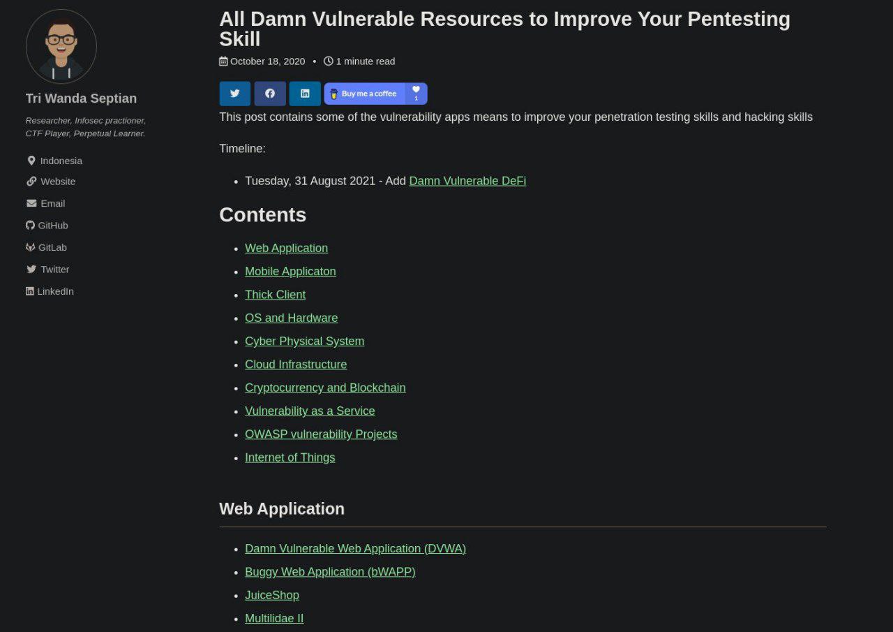 Het Mehta On Twitter Amazing List Of All Damn Vulnerable Labs Where You Can Improve Your 