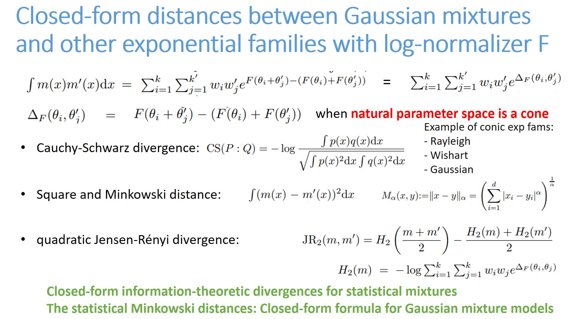 Frank Nielsen on Twitter: "What is your favorite ***closed-form dissimilarity between two ...