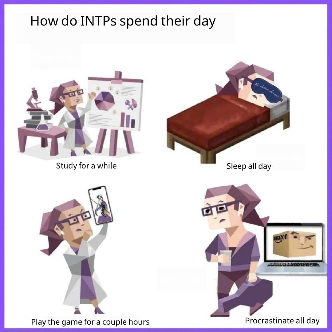 MBTI_MK on Twitter: "How do INTPs spend their day? Follow @MBTI_MK for the best MBTI content ...