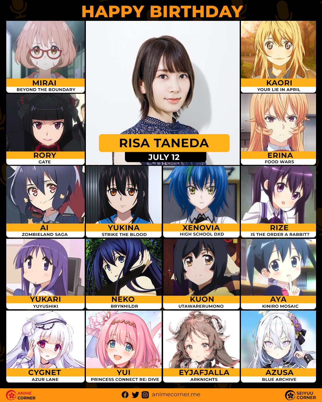 Seiyuu Corner on Twitter: "Happy 35th birthday to the lovely Risa Taneda! 😍🎂🎉 #RisaTaneda #種田梨沙 ...