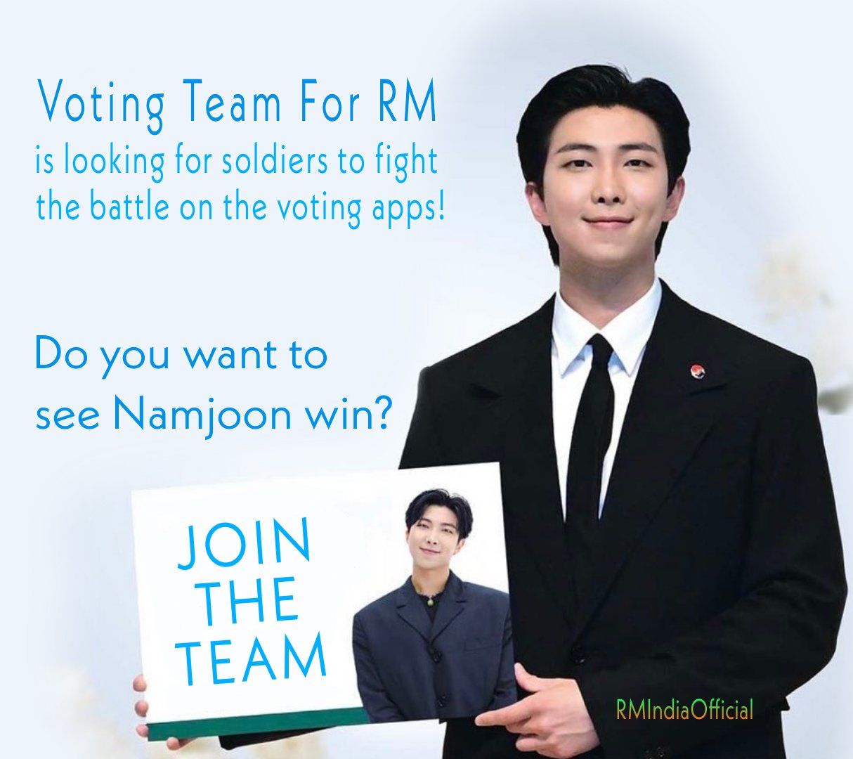 RM India Official💙🐨 on Twitter: "📢 LOOKING FOR HARDWORKING ARMYs TO JOIN OUR VOTING TEAM FOR #RM ...