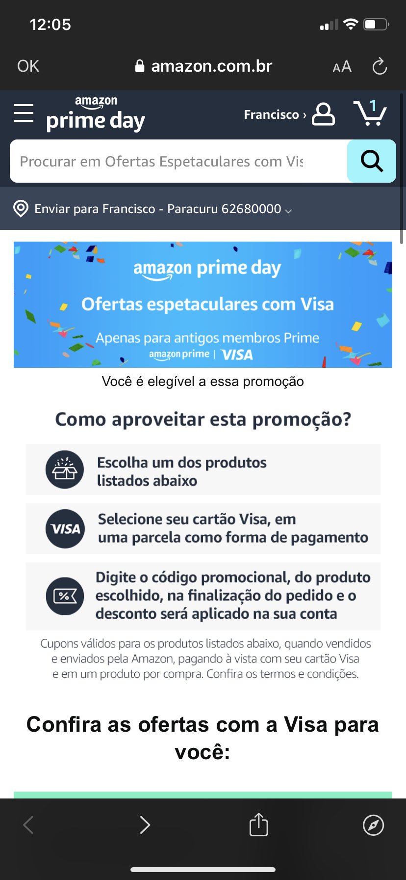yuri 🐝 on Twitter: ".@amazonbrasil falei com vcs mais cedo sobre o cupom do APPVISA ou VISA100 ...