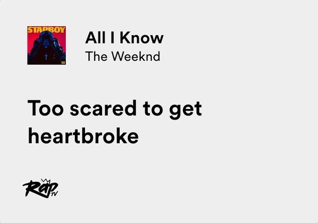 Relatable Iconic Lyrics On Twitter The Weeknd All I Know T