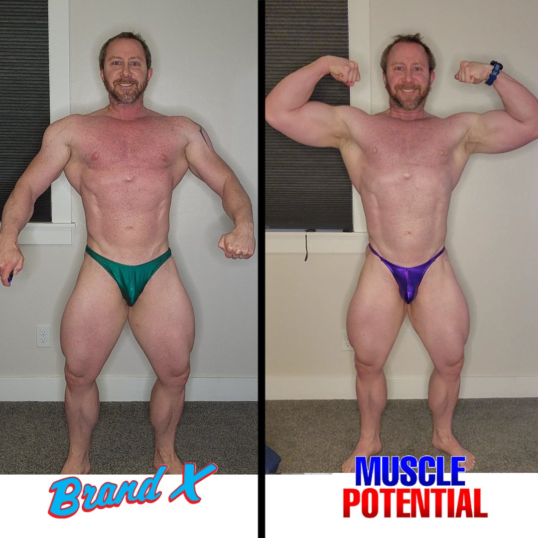 Muscle Potential on Twitter: "Muscle Potential's custom posing suit, compared to Brand X is ...